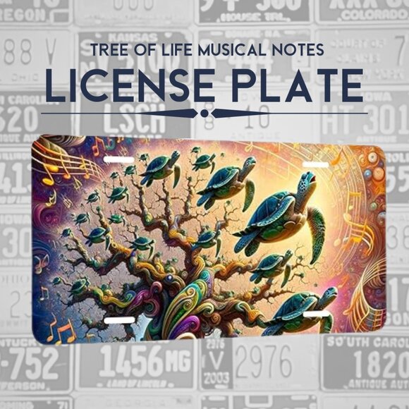 Accents | Tree Of Life Musical Notes License Plate Sea Turtles License ...